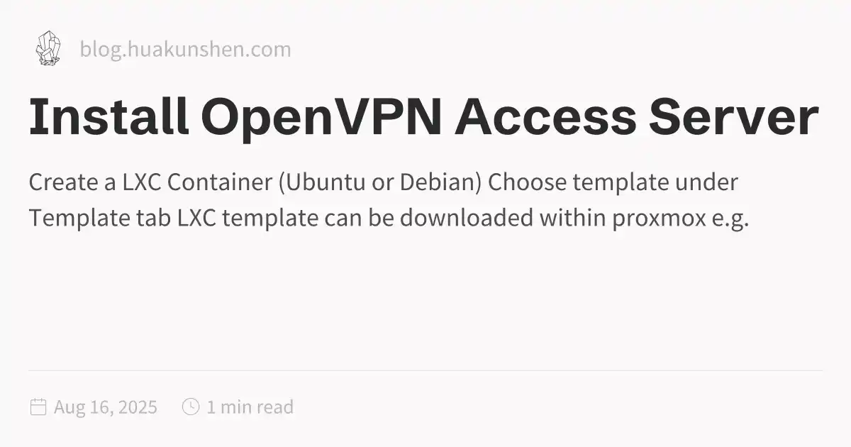 Install OpenVPN Access Server