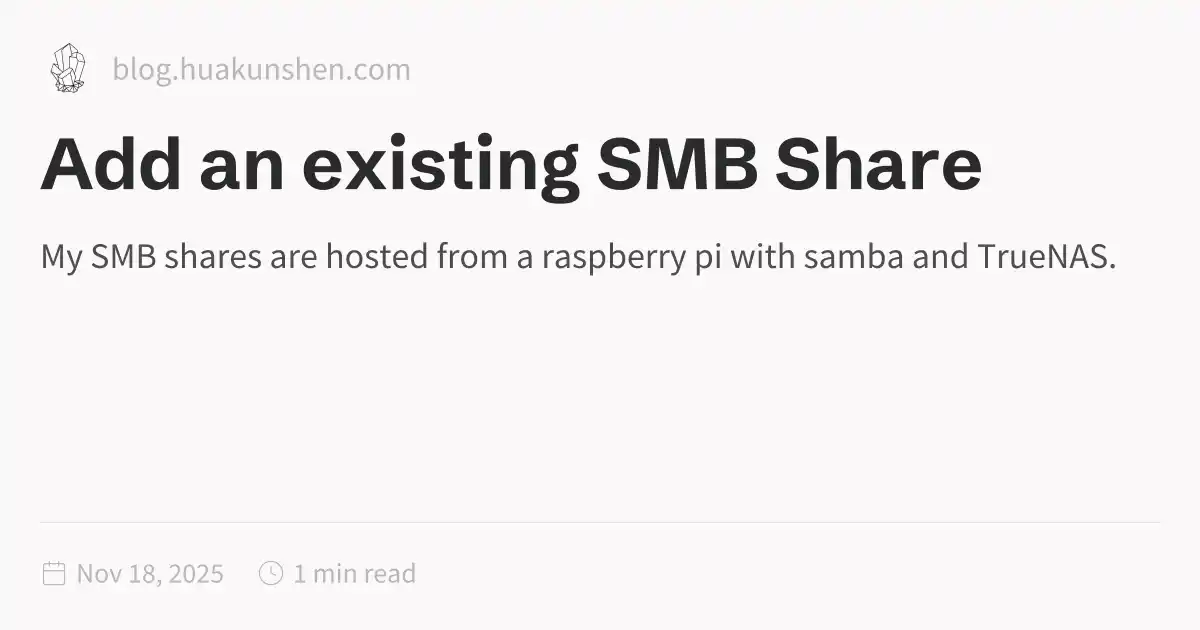 Add an existing SMB Share