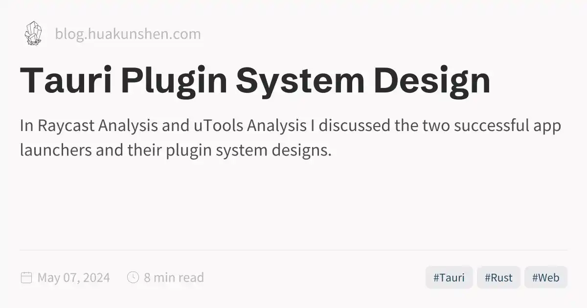 Tauri Plugin System Design