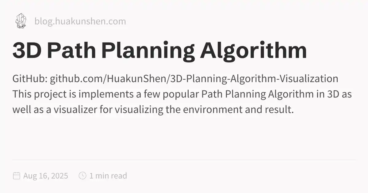 3D Path Planning Algorithm