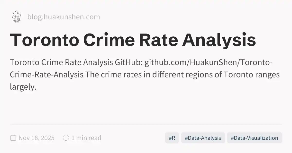 Toronto Crime Rate Analysis