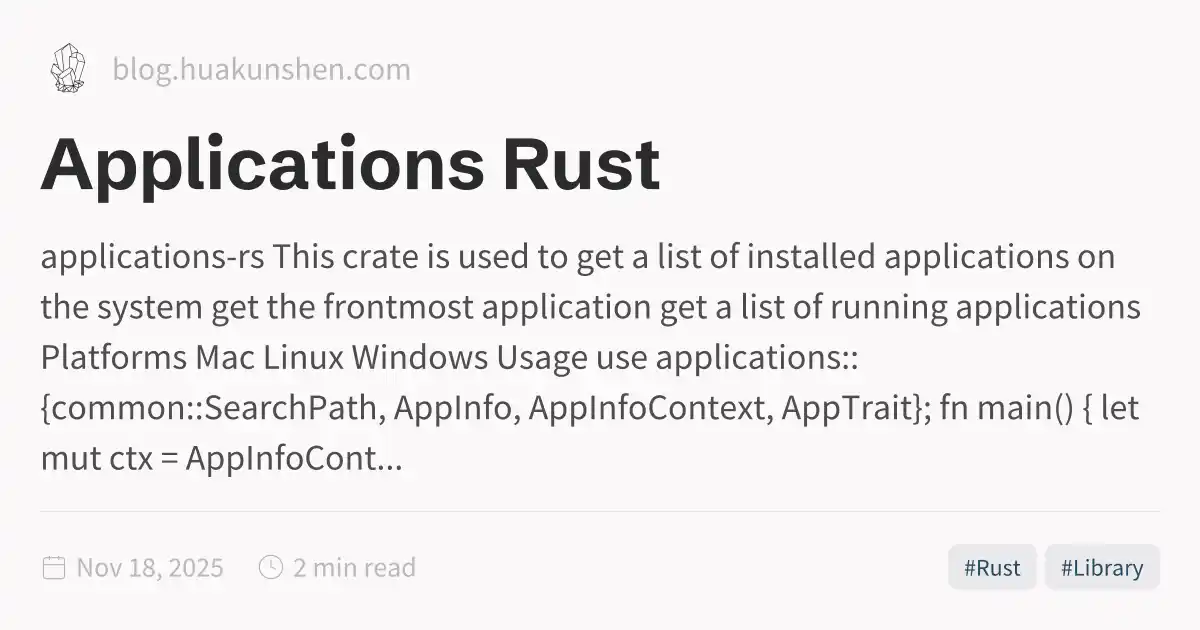 Applications Rust