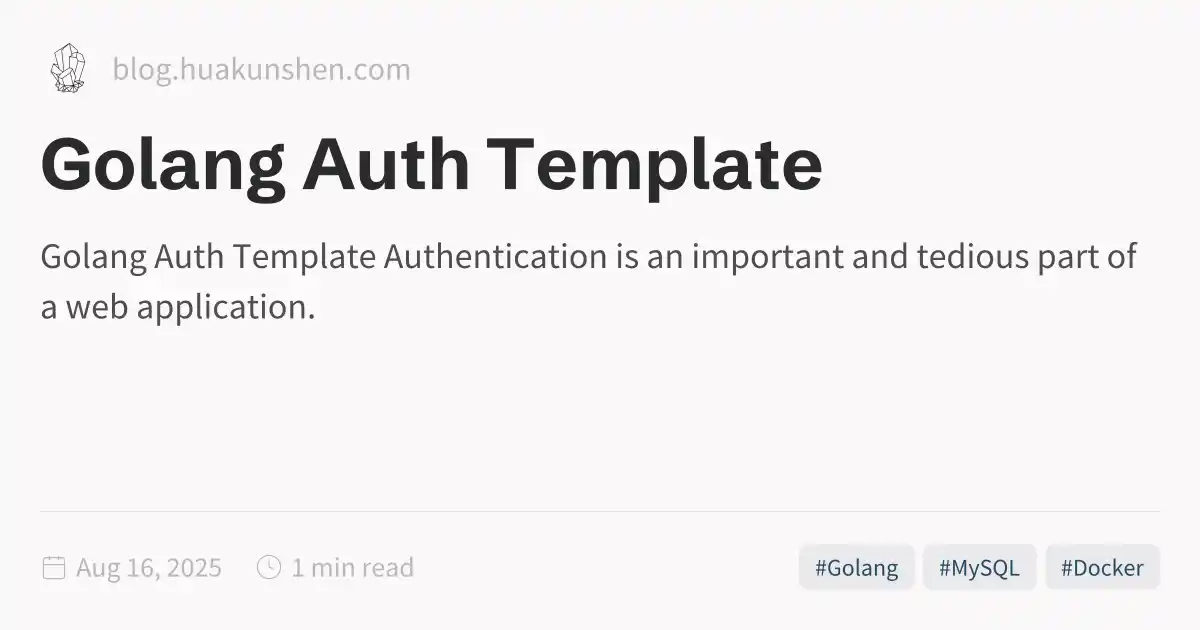 Golang Auth Template