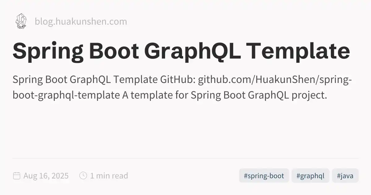 Spring Boot GraphQL Template