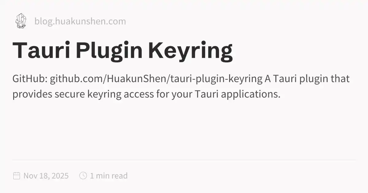 Tauri Plugin Keyring