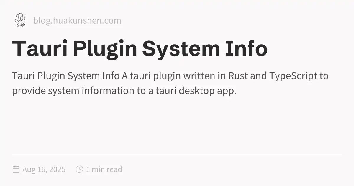 Tauri Plugin System Info