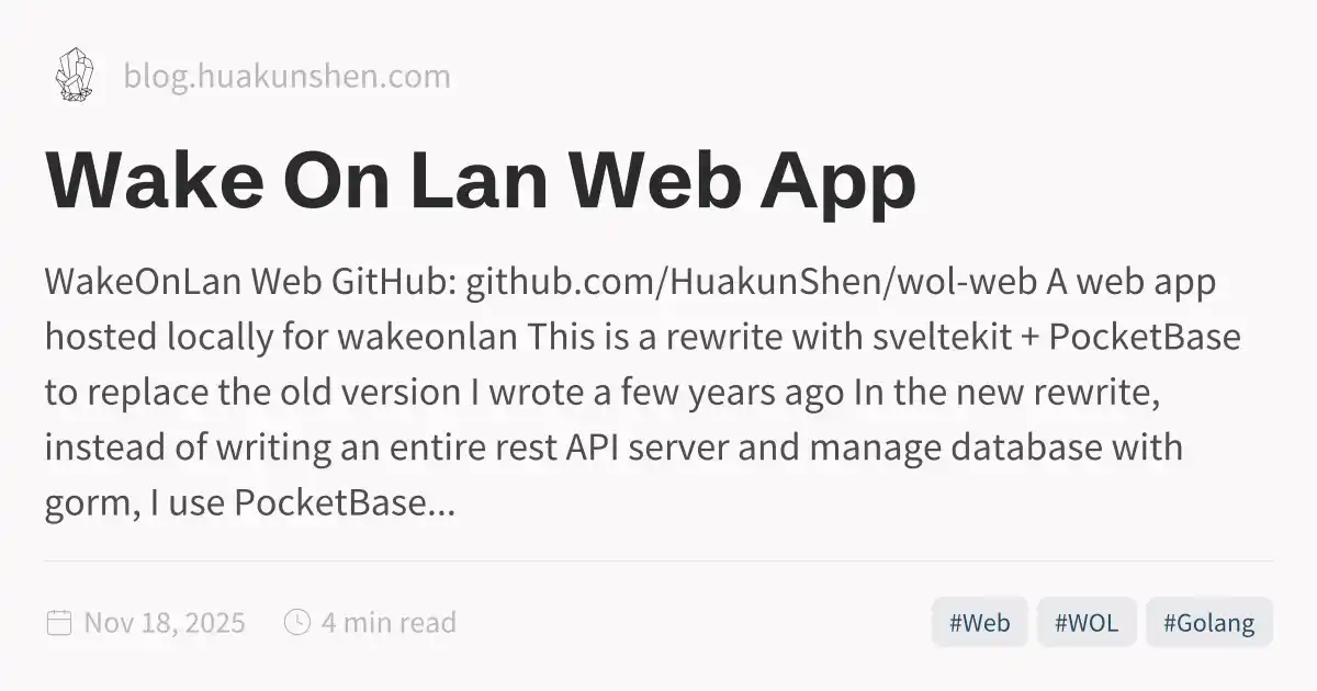 Wake On Lan Web App